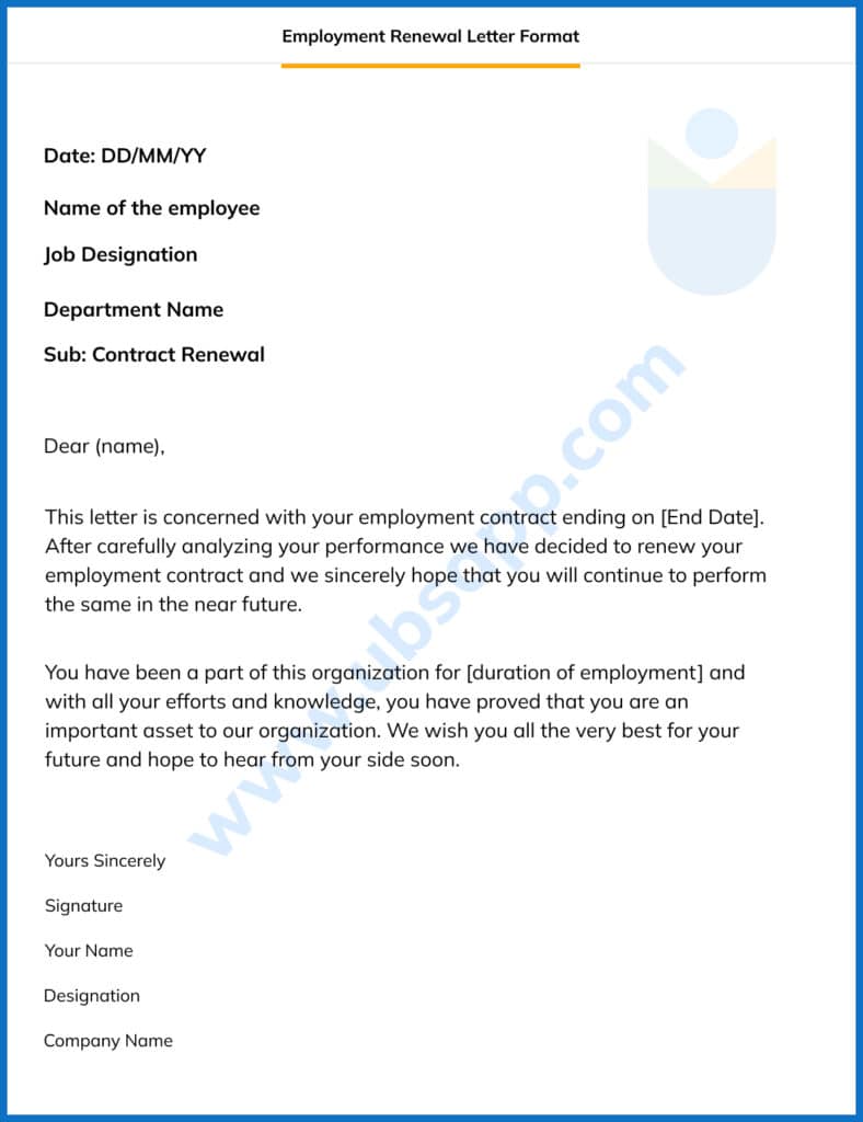 Re Letter For Renewal Of Employment Contract