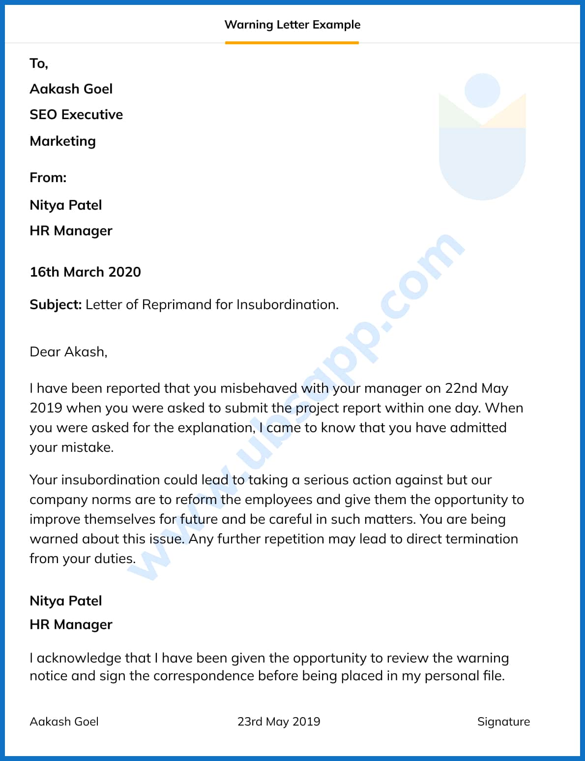 Warning Letter Format Example Meaning And More