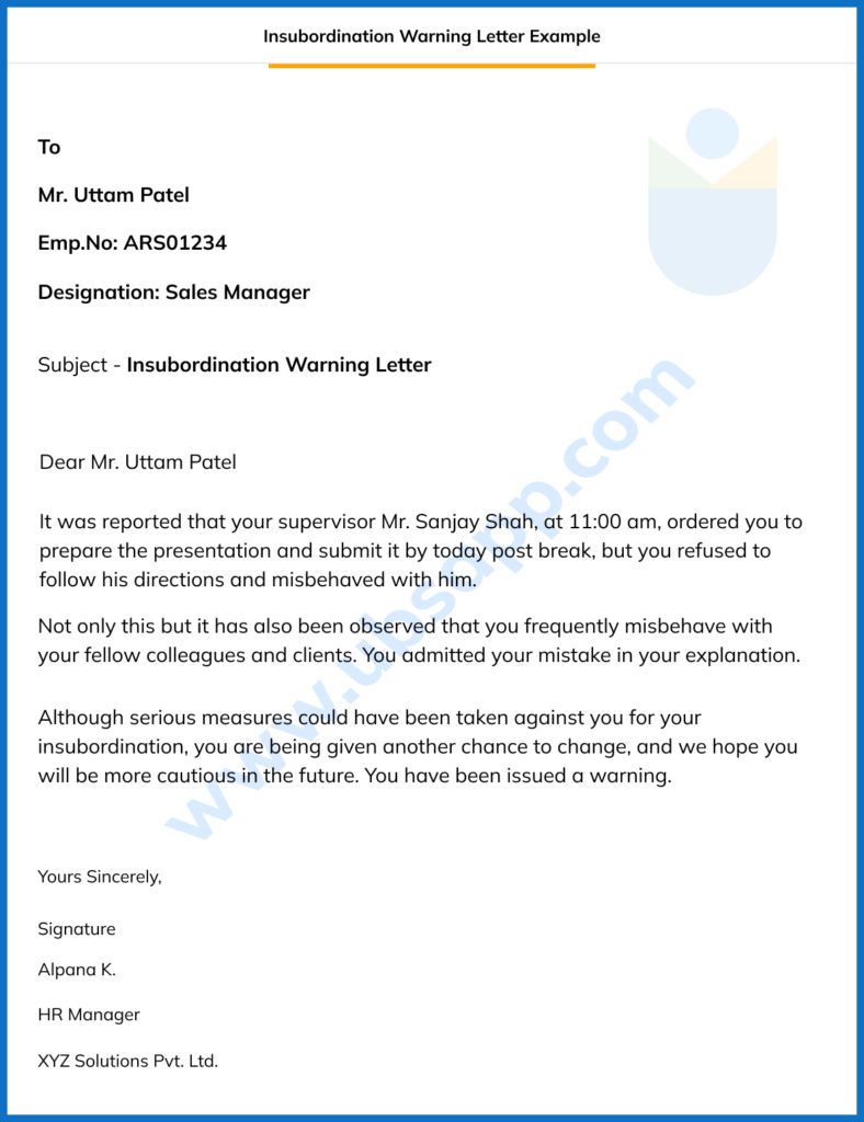 Warning Letter For Insubordination Infoupdate