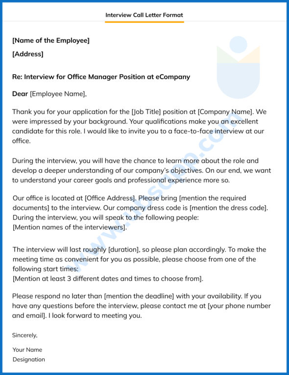Interview Call Letter - Format, Meaning, Tips, and Examples