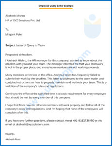 Employee Query Letter - Format, Meaning, Tips, and Examples