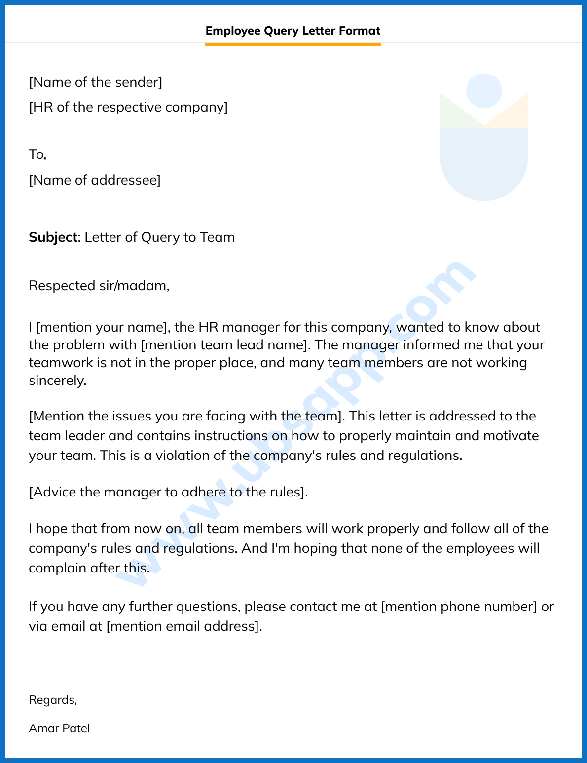 Employee Query Letter Format Meaning Tips And Examples