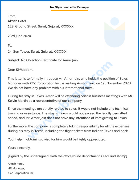 No Objection Letter - Format, Meaning, Types, Examples, and More