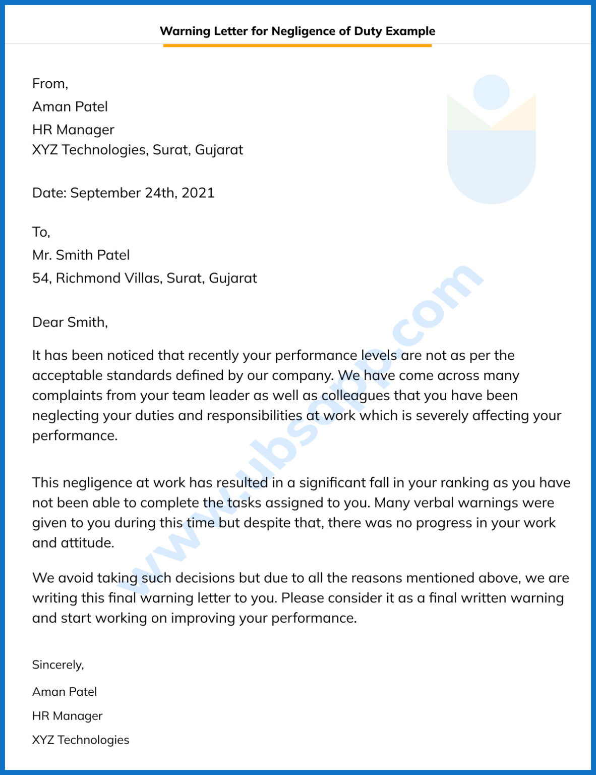 Warning Letter for Negligence of Duty - What is it? Learn How to Write One